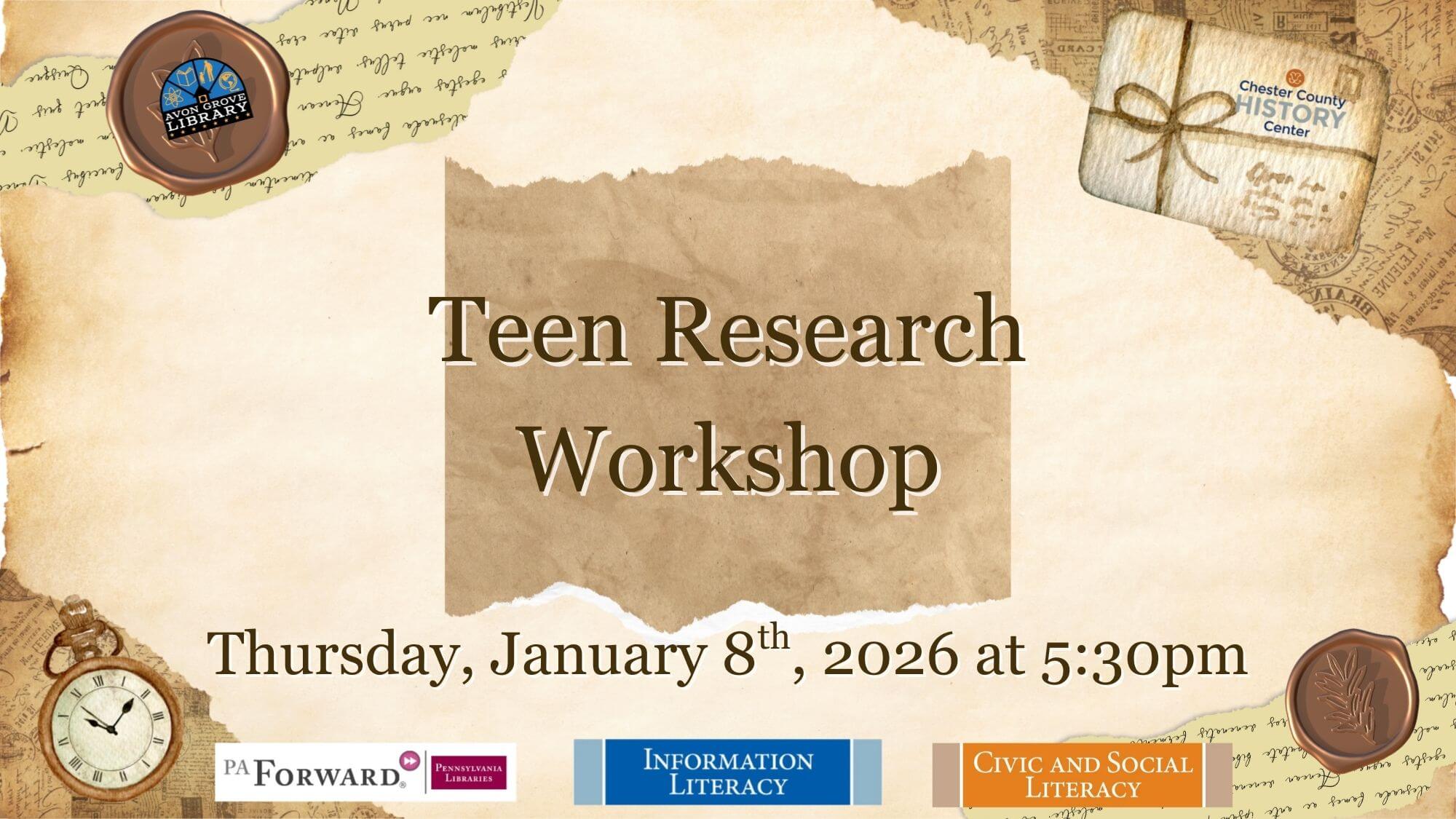 Teen Research Workshop - Pennsylvania Library Association